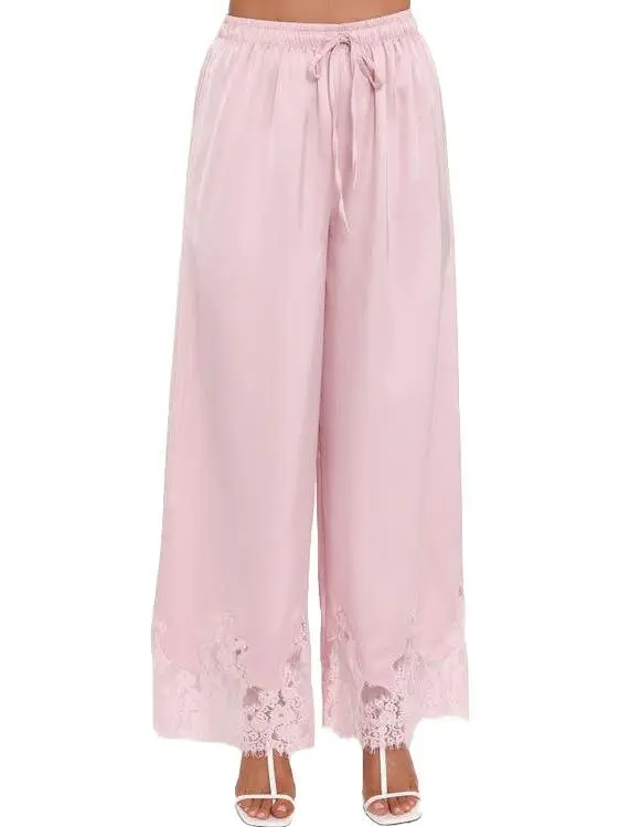 PETAL & PUP Viola Drawstring Waist Wide Leg Pants - Pale Pink