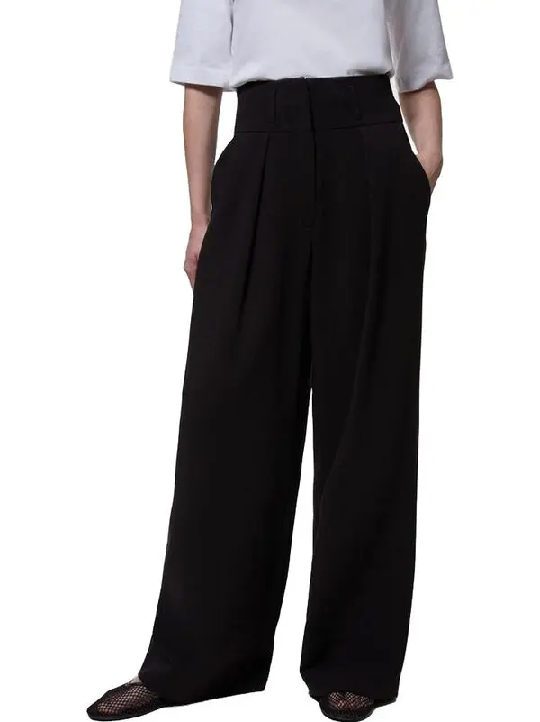 Karen Millen Petite Tailored Wide Leg Trousers - Black