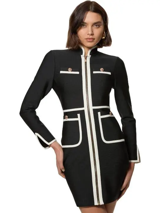 Karen Millen Bandage Knit Military Detail Dress - Mono