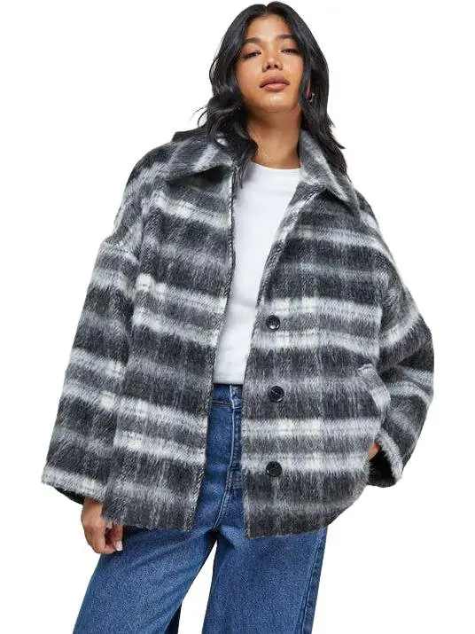 WAREHOUSE Oversized Short Car Coat - Multi