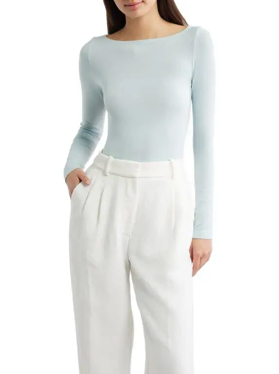 ARTLESS FOREVER Lane Boat Neck Top - Light Blue