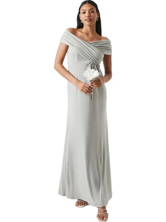Coast Bardot Ruched Jersey Maxi Dress - Sage