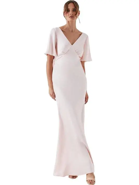 Coast Tie Back Satin Maxi Dress - Blush