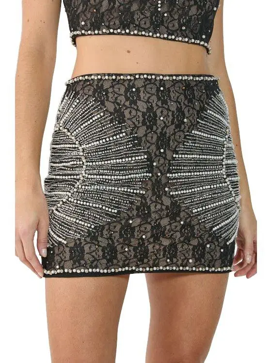 Nasty Gal Embellished Sequin Mini Skirt - Black
