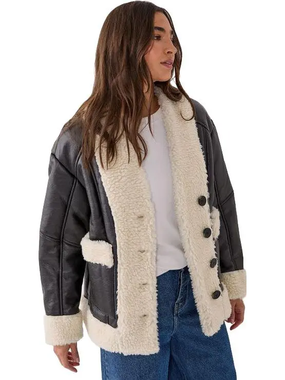 Nasty Gal Borg Bonded Aviator Jacket - Black
