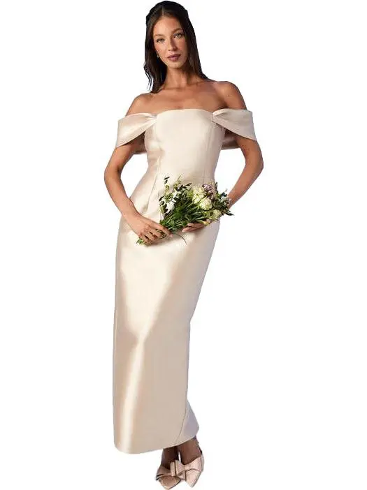 Coast Honoured Twill Bardot Maxi Dress - Champagne