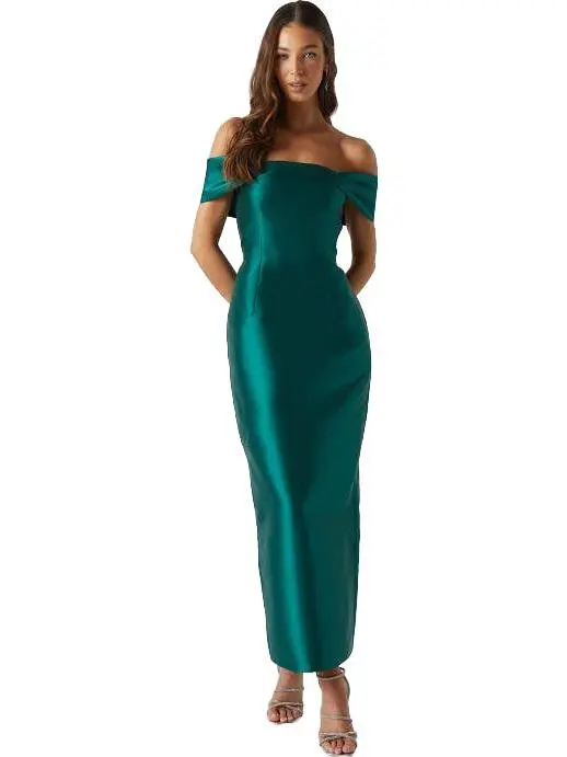 Coast Honoured Twill Bardot Maxi Dress - Emerald