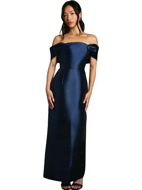 Coast Honoured Twill Bardot Maxi Dress - Navy