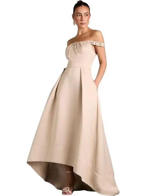 Coast Bardot Fit & Flare Hi-low Maxi Dress - Champagne
