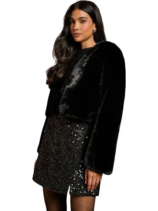 Coast Edge To Edge Faux Fur Coat - Black