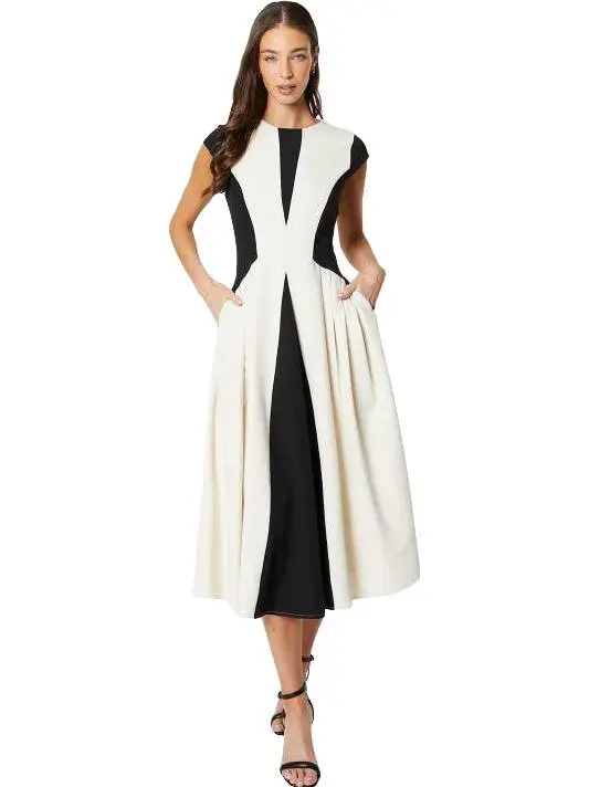 Coast Color Block Crepe Midi Dress - Mono