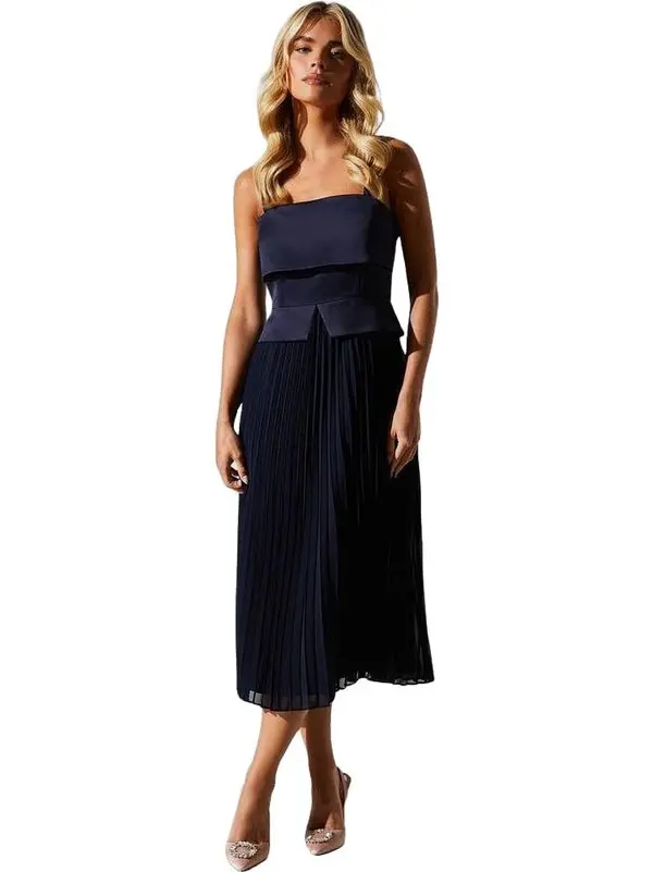 Coast Petite Square Neck Midi Dress - Navy