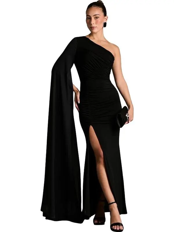 Coast One-shoulder Ruched Maxi Dress - Black
