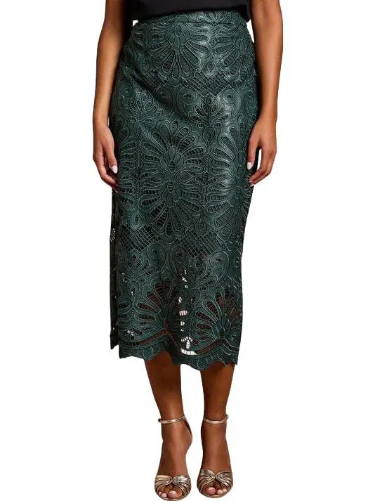 Coast Petite Lace Midi Skirt - Emerald