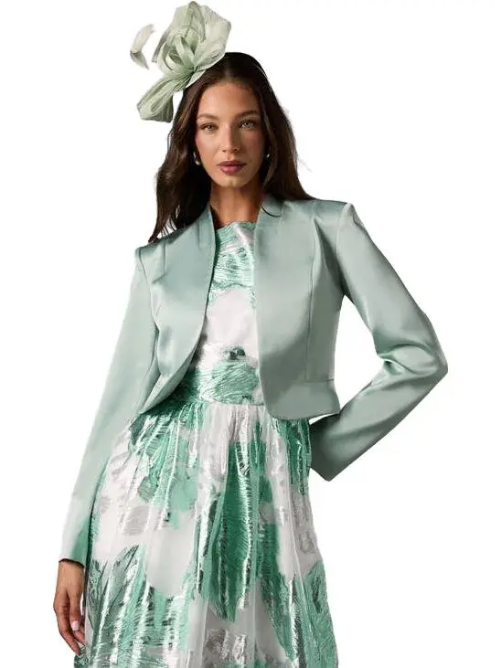 Coast Cropped Satin Jacket - Sage
