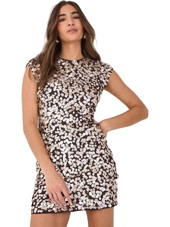 Nasty Gal Hand Embellished Cap Sleeve Mini Dress - Chocolate