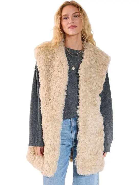 Nasty Gal Curly Faux Fur Borg Gilet - Ecru