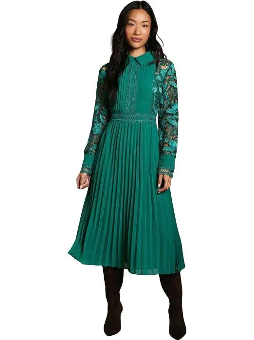 Coast Petite Lace Shirt Dress - Emerald