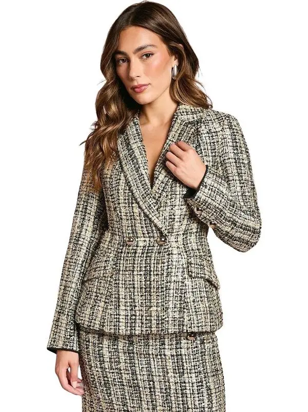 Coast Sequin Tweed Fitted Blazer - Mono