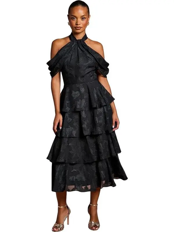 Coast Petite Cold Shoulder Midaxi Dress - Black