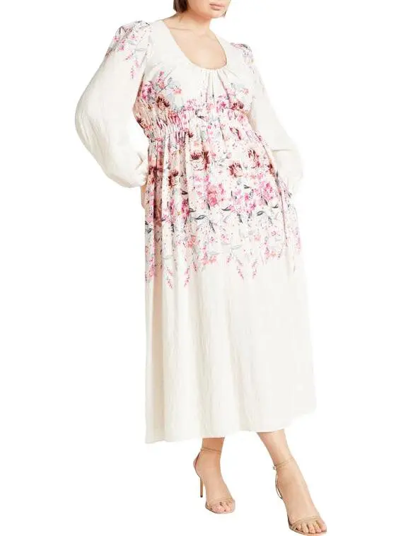 City Chic Keyla Long Sleeve Maxi Dress - Floral