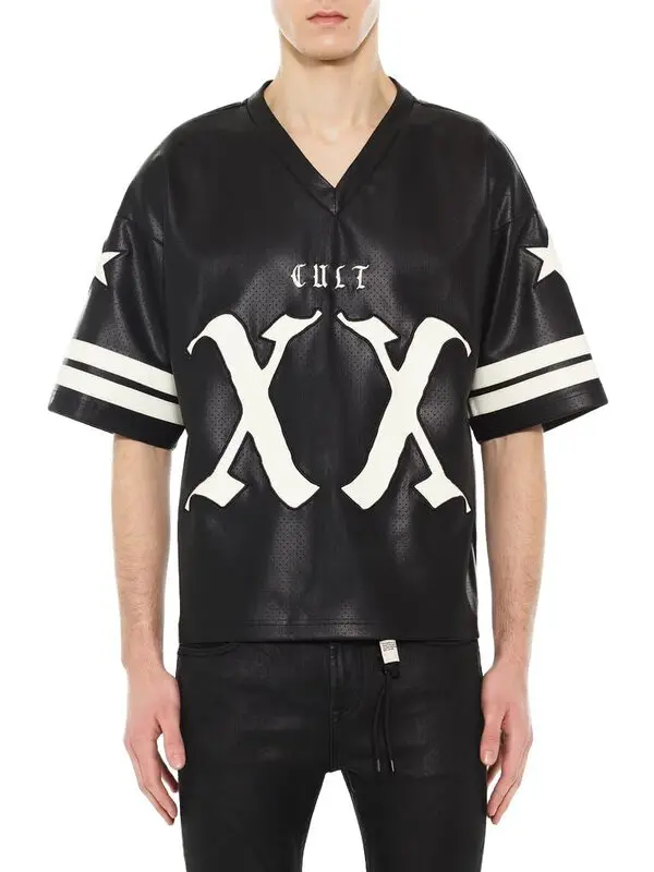 CULT OF INDIVIDUALITY Faux Leather Jersey - Black Faux Leather