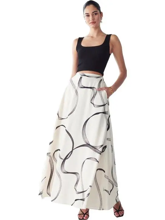 WILLA Saras Maxi Skirt - Abstract Swirl