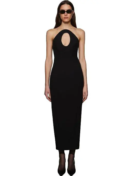 ET OCHS Emmeline Sculptural Bust Cutout Midi Dress - Black