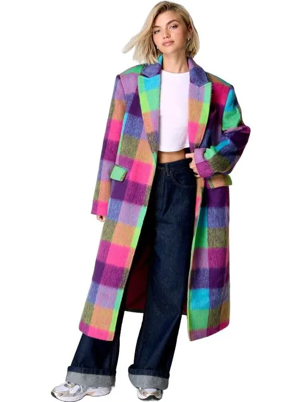 Nasty Gal Check Tailored Coat - Multi