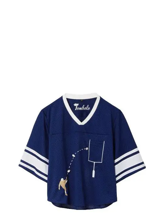TOMBOLO Relaxed Crop Cut Jersey - Blue