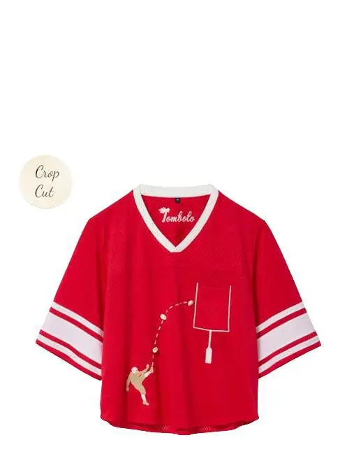 TOMBOLO Relaxed Crop Cut Jersey - Red