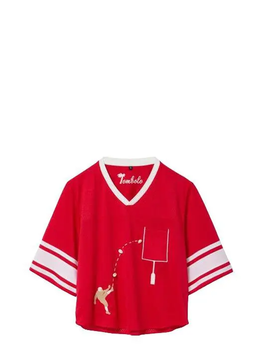 TOMBOLO Relaxed Crop Cut Jersey - Red