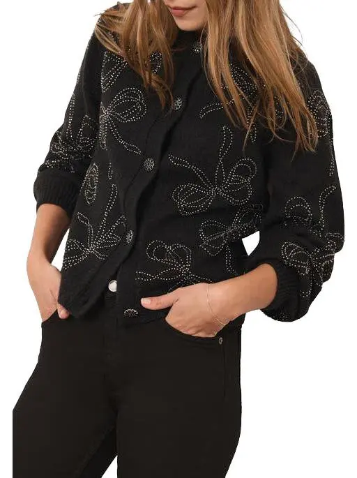 Mint Velvet Bow Embellished Cardigan - Black