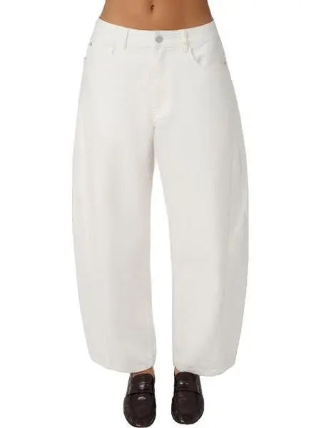 WeWoreWhat Mid-rise Barrel Leg Jeans - White