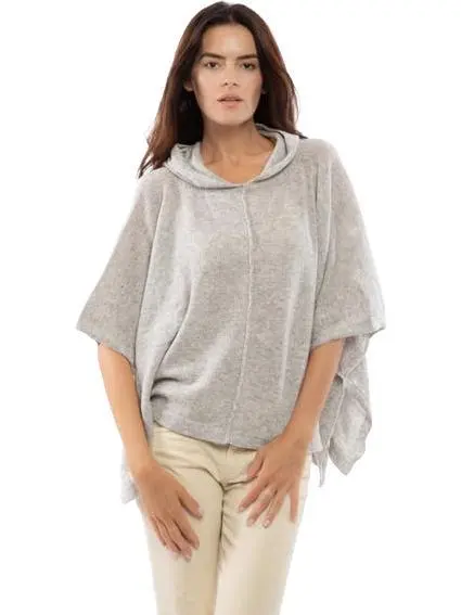 MONTICELLI CASHMERE Cashmere Hoodie Poncho - Light Gray