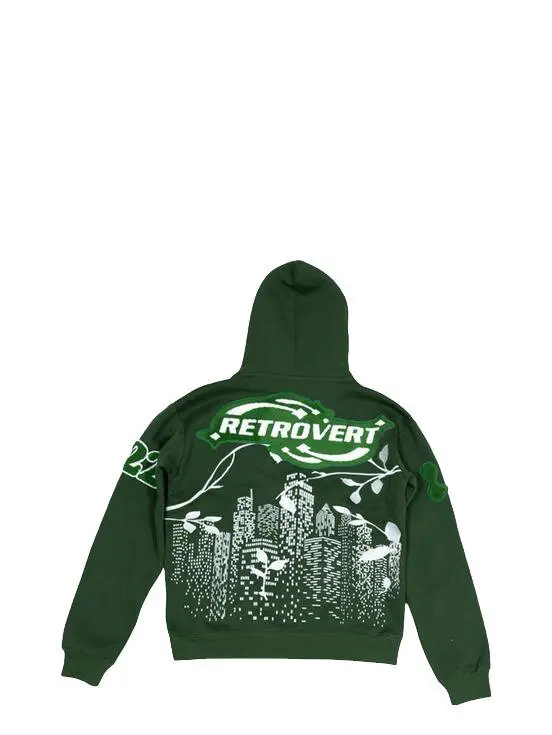 RETROVERT Embroidered Varsity Hoodie - Green
