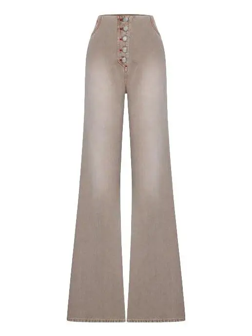 PCFG Pure Cotton Regular Fit Flare Denim Pant - Blue
