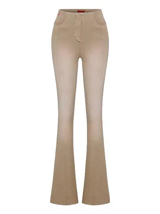 PCFG Coated Flare Pants - Beige