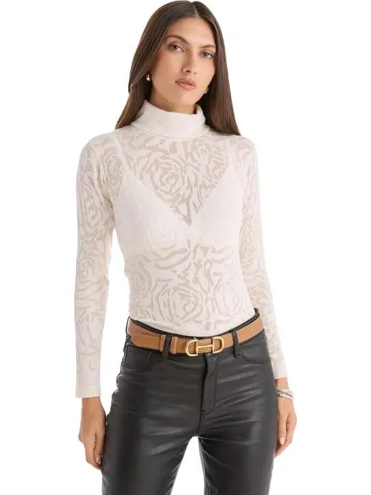 THE NOLI SHOP Alina Rose Turtleneck Top - Pearl
