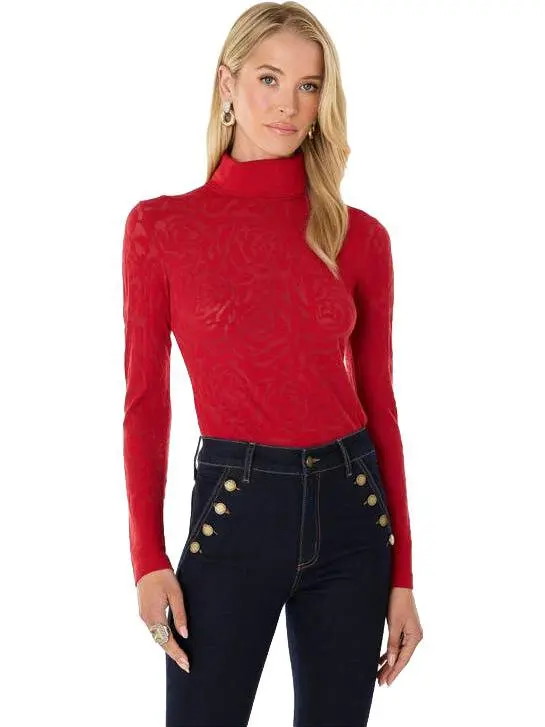 THE NOLI SHOP Alina Rose Turtleneck Top - Red