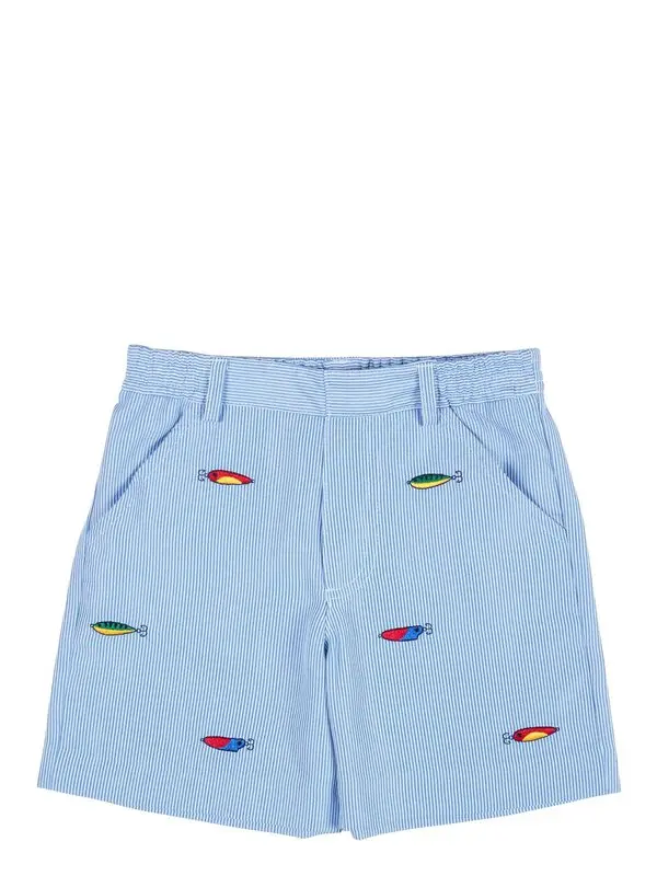FLORENCE EISEMAN Junior Corduroy Shorts With Embroidered Fishing Lures - Light Blue
