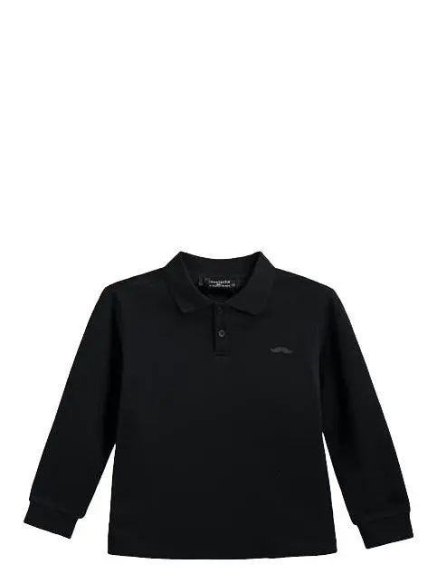 MOUSTACHE Long Sleeve Polo Shirt - Black