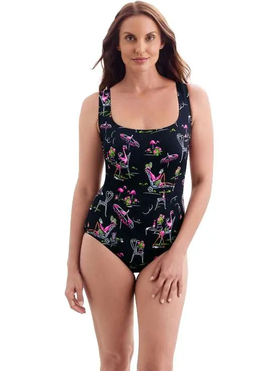LONGITUDE Triple X-back Tank One-piece Swimsuit - Flamingo Hotel