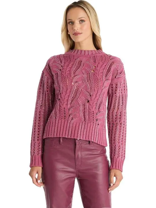 THE NOLI SHOP Elea Crystal Knit Sweater - Sangria