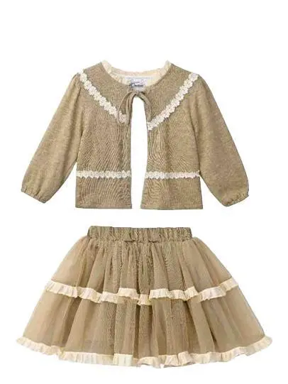 SWEET CACTUS Lace And Tulle Skirt Set - Brown
