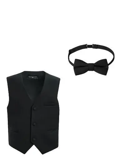MOUSTACHE Vest And Bow Tie Set - Black