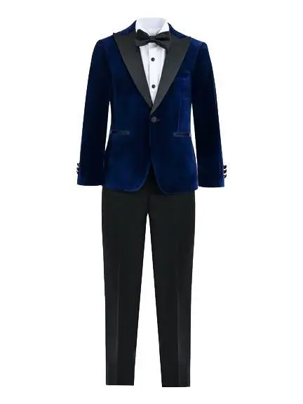 MOUSTACHE Velvet Suit With Peak Lapel - Blue