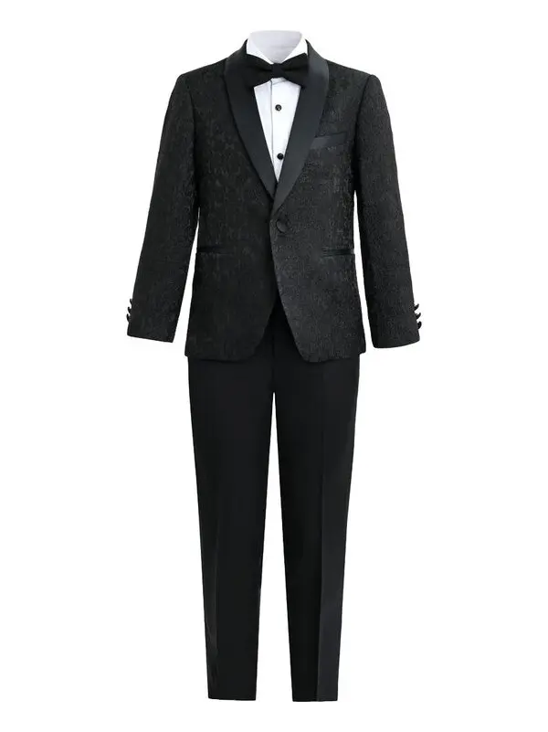 MOUSTACHE Textured Suit Set With Satin Lapels - Black
