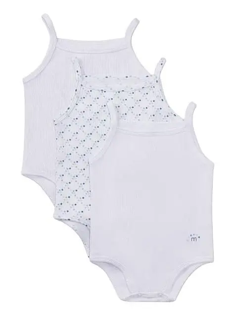 MINIMOI 3-pack Cotton Ribbed And Dot Pattern Bodysuits - White Blue