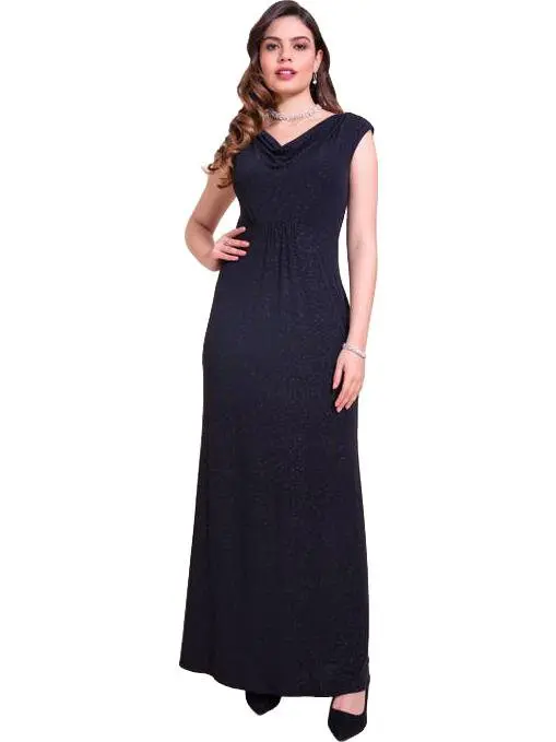 ALIE STREET LONDON Cowl Neck Maxi Dress - Glitter Black